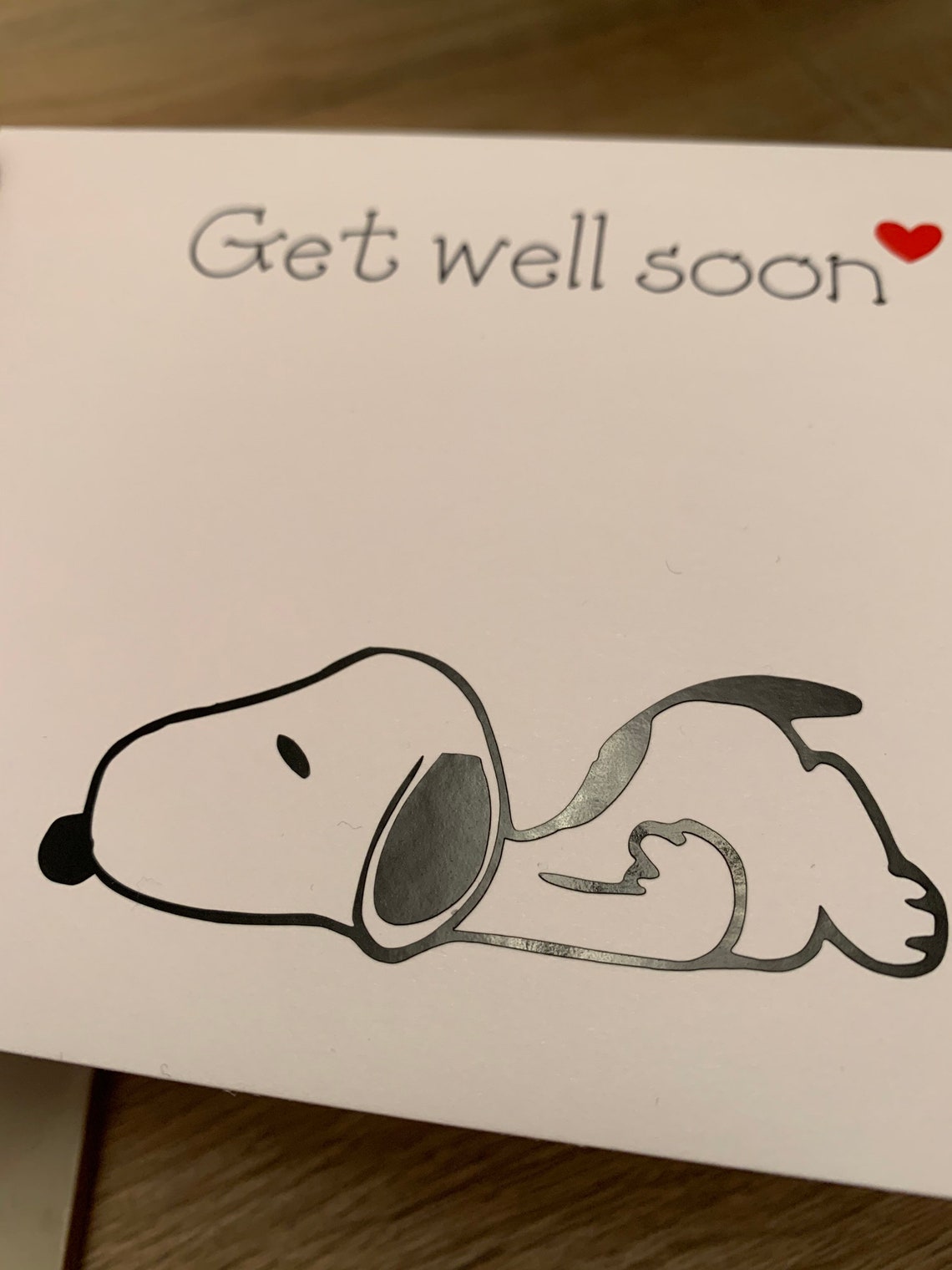 Get well soon/snoopy card/ black and white can be personalised | Etsy