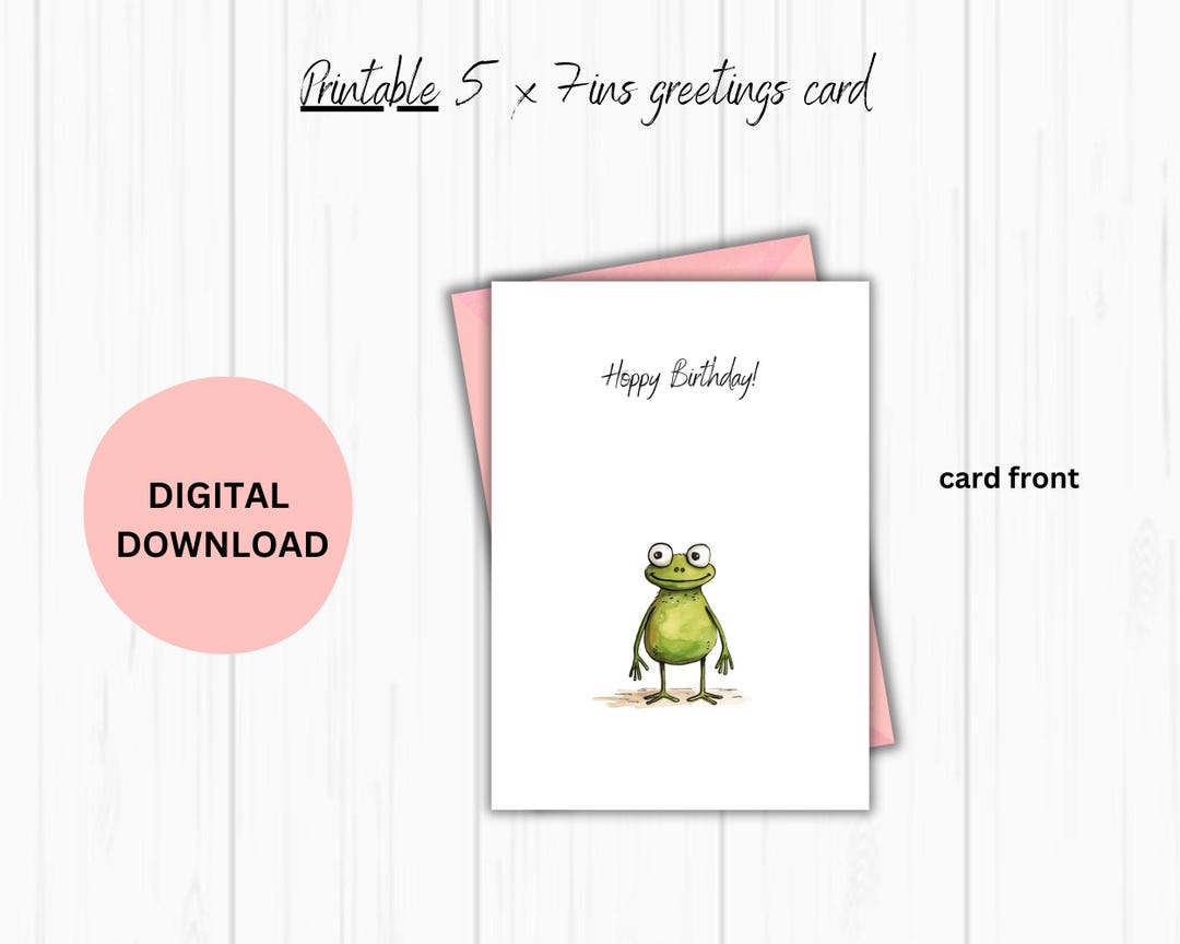 Hoppy Birthday! Frog Birthday Card. DIGITAL DOWNLOAD. Print at Home to ...