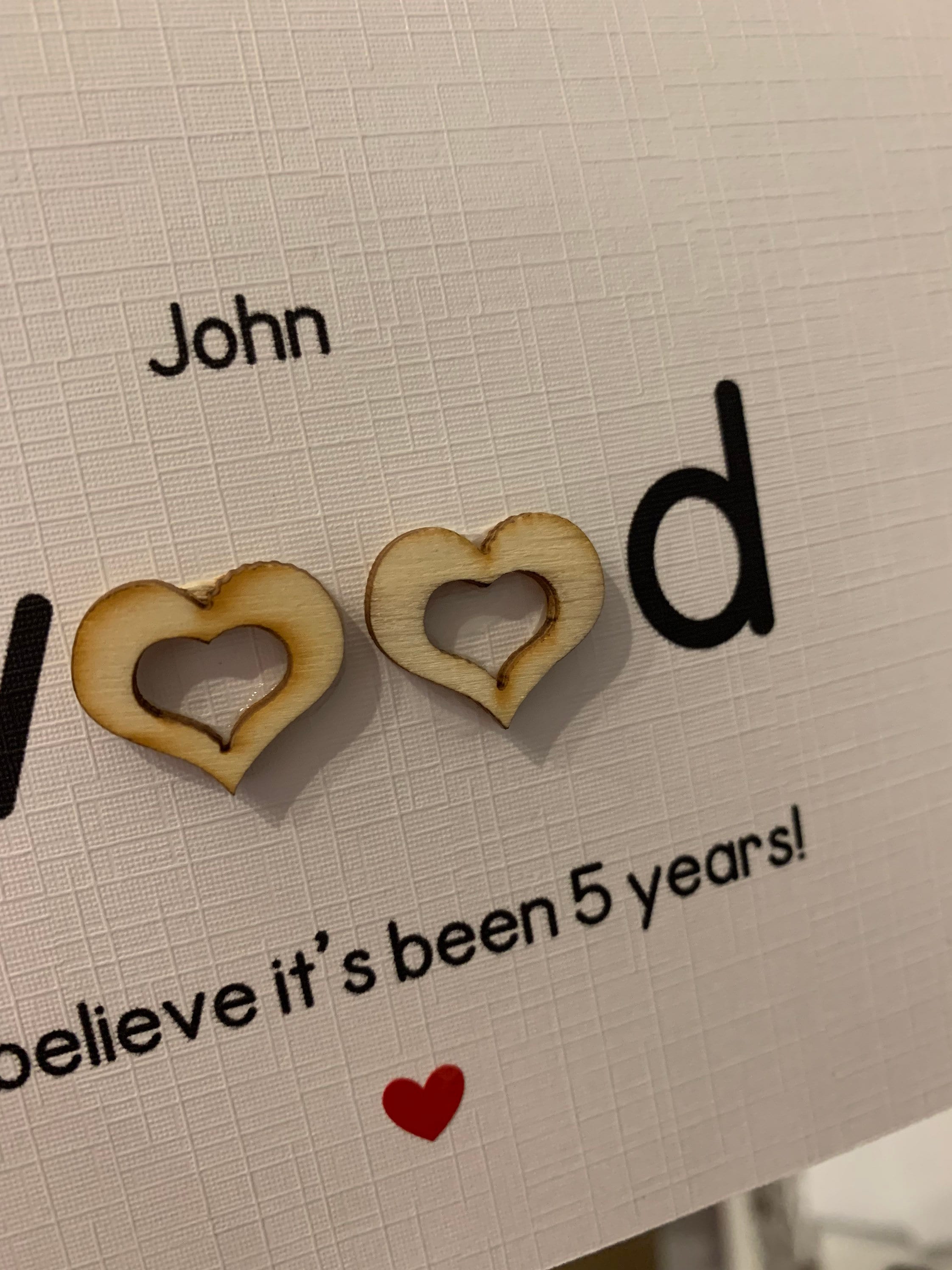 5 Year Anniversary Card Wooden Hearts Anniversary - Etsy