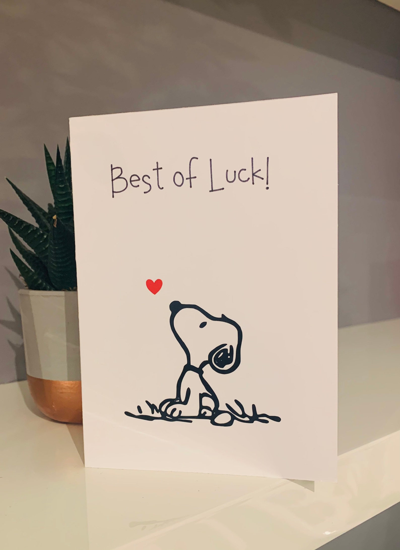 Best of Luck Good Luck Card Snoopy Heart Encouragement Card | Etsy