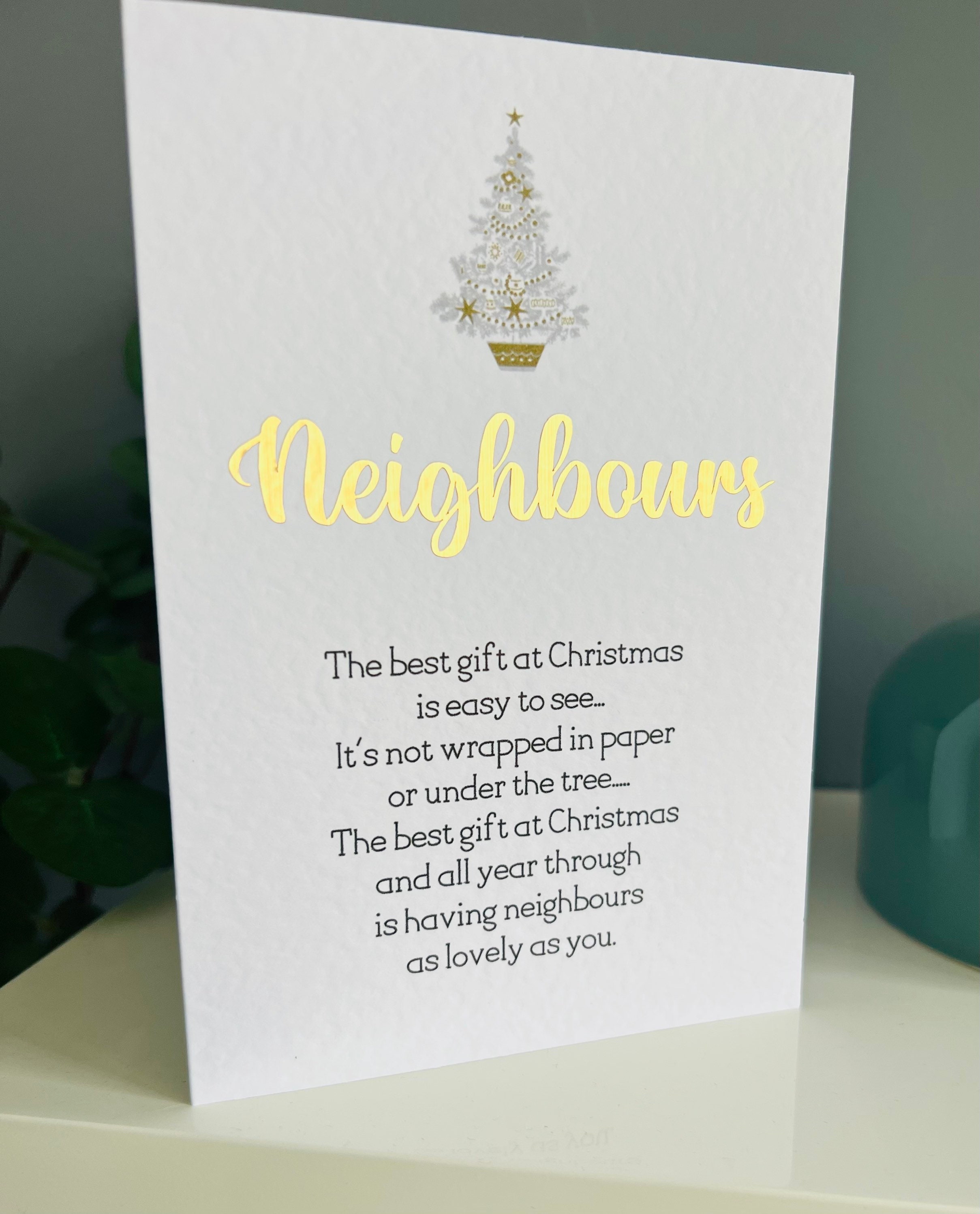 Neighbours From Us to You Christmas Card With Glittery Christmas Tree ...
