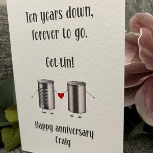 Ten Year Anniversary Card. Tin Anniversary. - Etsy UK
