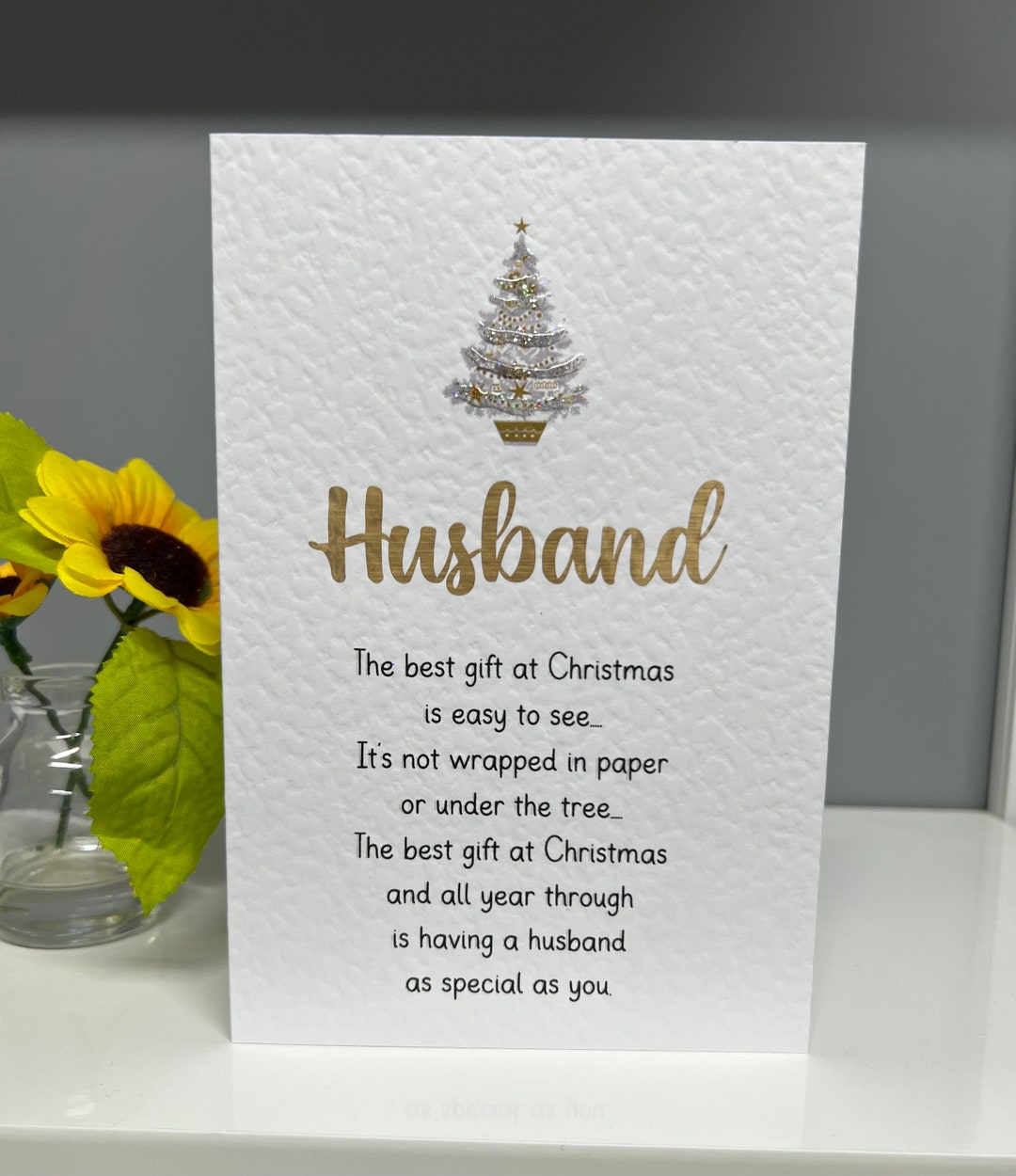Husband Christmas Card With Glittery Christmas Tree - Etsy UK