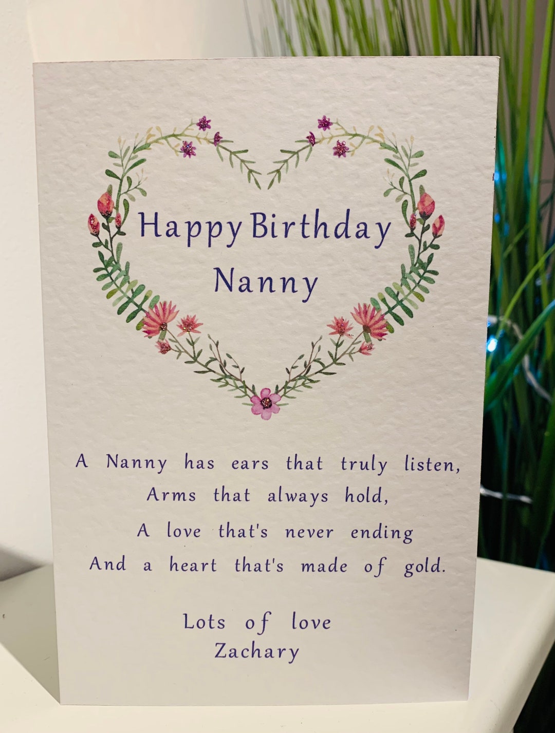 Happy Birthday Nanny/nan/grandma/grandmother Floral Heart Card - Etsy