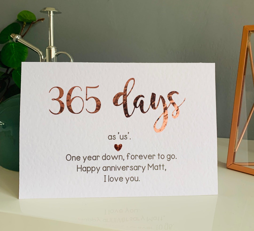 365 Days, One Year Anniversary, Personalised Card - Etsy