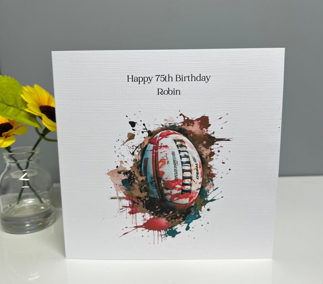 Rugby Ball Birthday Card for Any Relative Friend or Colleague - Etsy