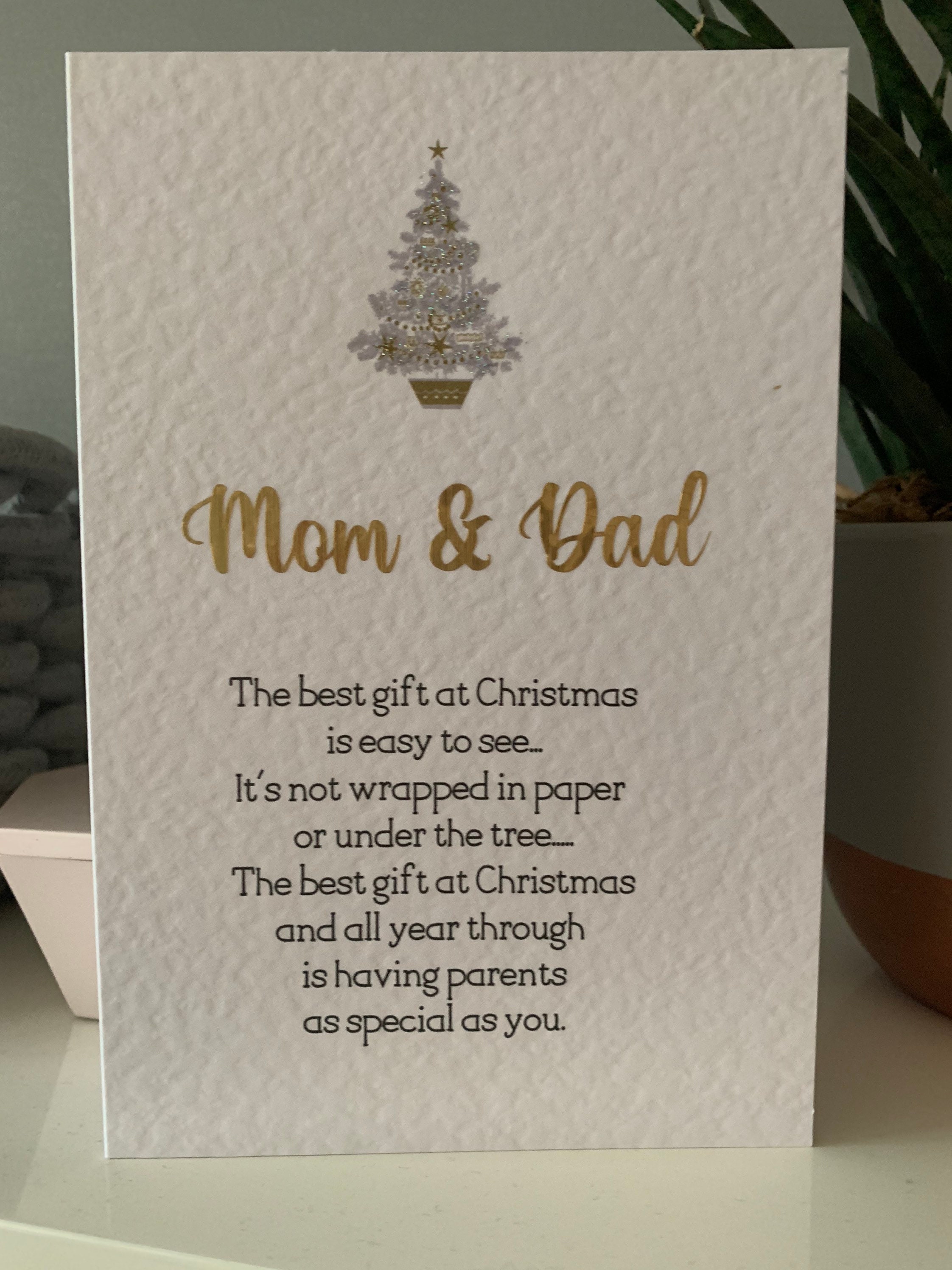 Mom and Dad Christmas Card With Glittery Christmas Tree - Etsy
