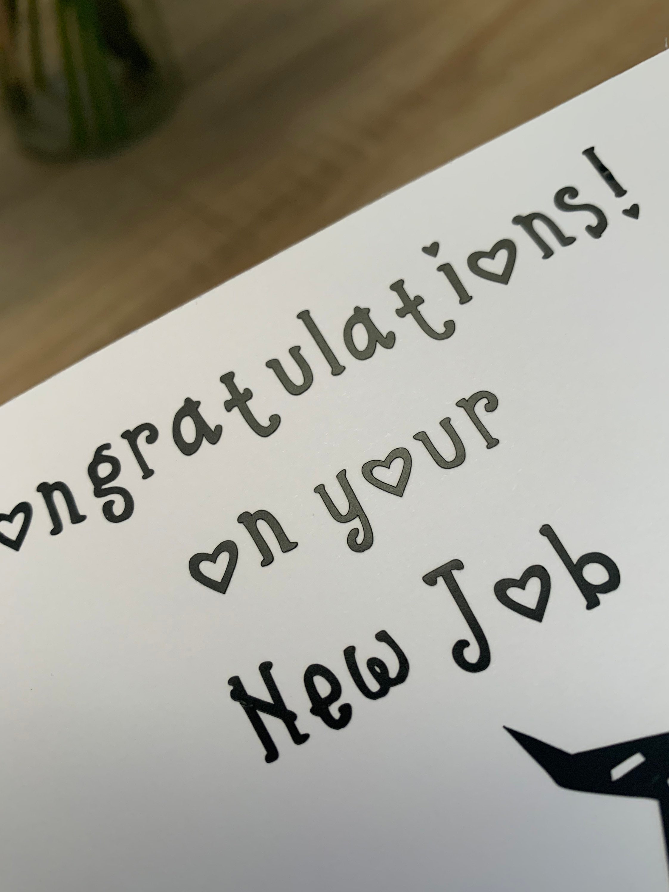 New job card gnome congratulations black and white card | Etsy
