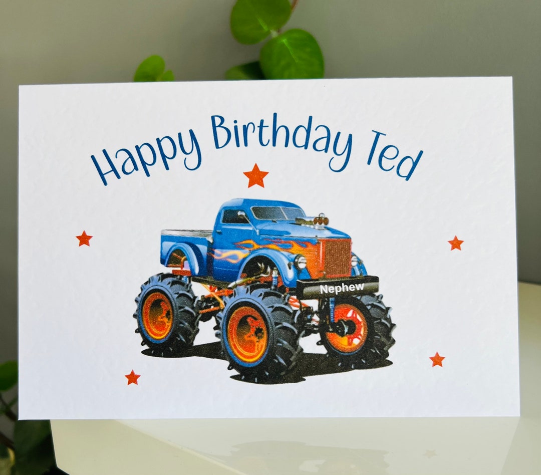 Monster Truck Birthday Card. Happy Birthday Nephew, Brother, Uncle, Dad ...