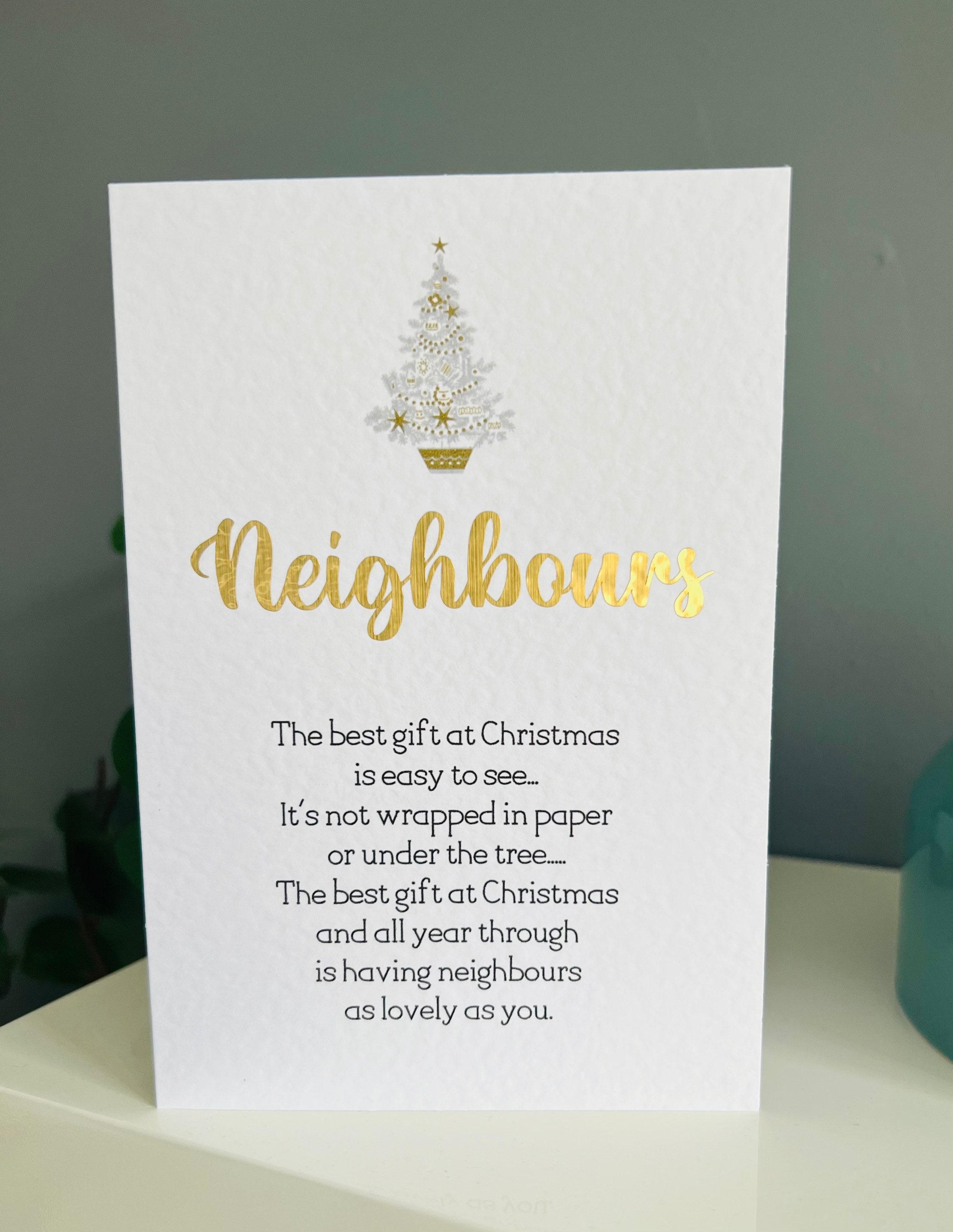 Neighbours From Us to You Christmas Card With Glittery Christmas Tree ...