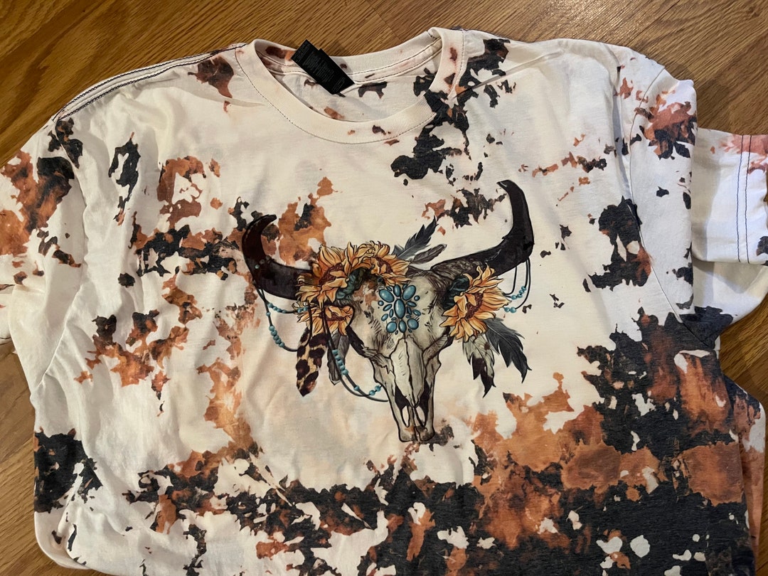 Cowhide Bleached Shirt With Skull - Etsy