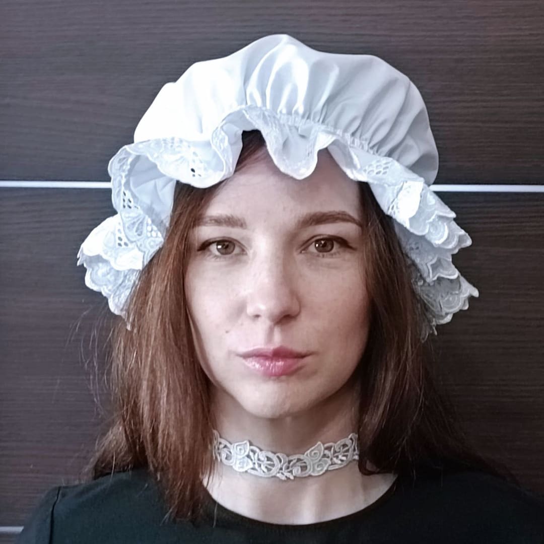 Maid's Mob Cap, Victorian Style Maid Hat, White Vintage Night Cap With ...