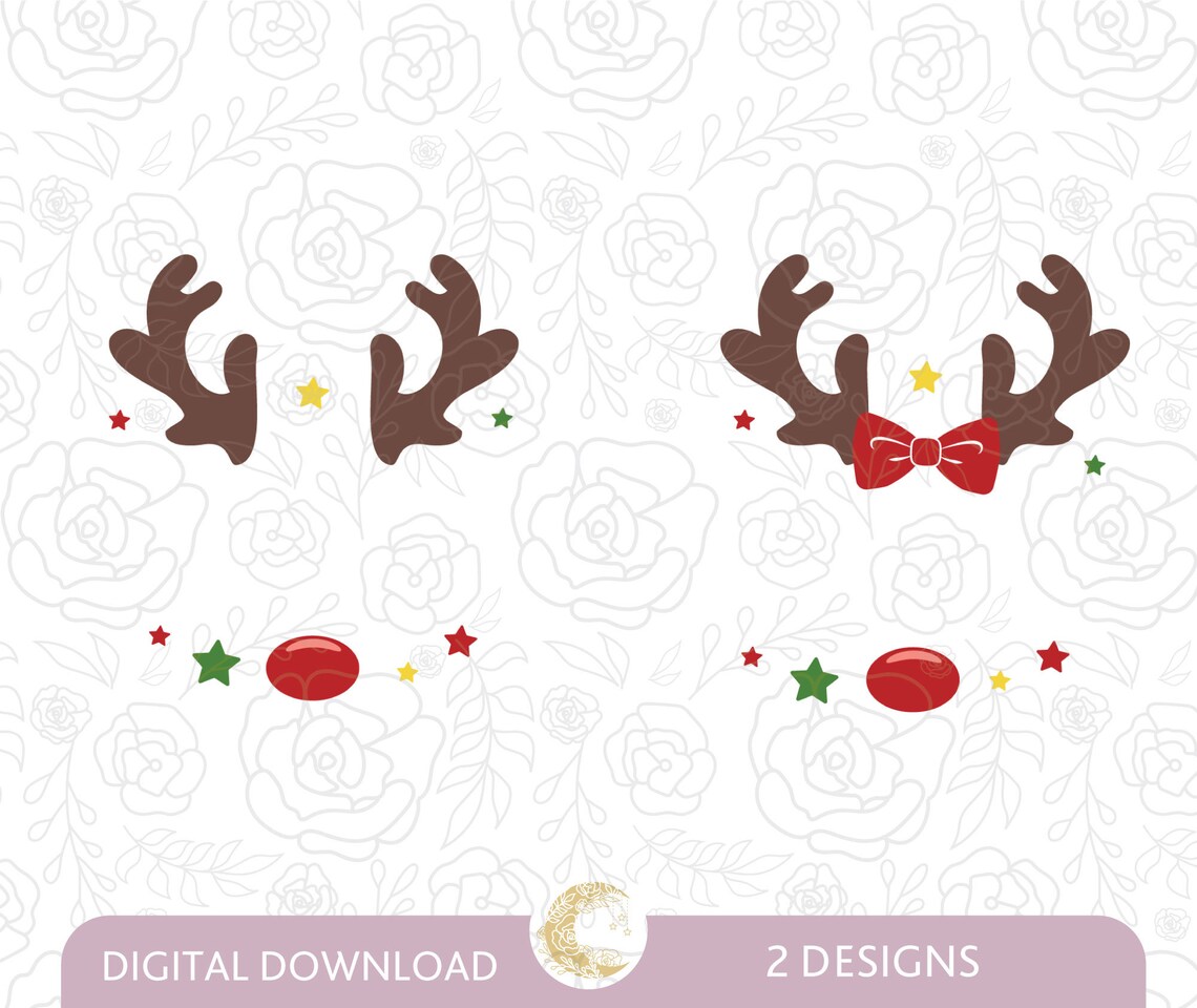 Christmas Reindeer Face Monogram Svg, Christmas Split Name Frame Bundle ...