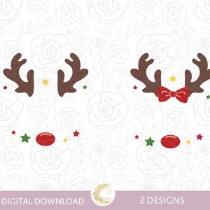 Christmas Reindeer Face Monogram Svg, Christmas Split Name Frame Bundle ...