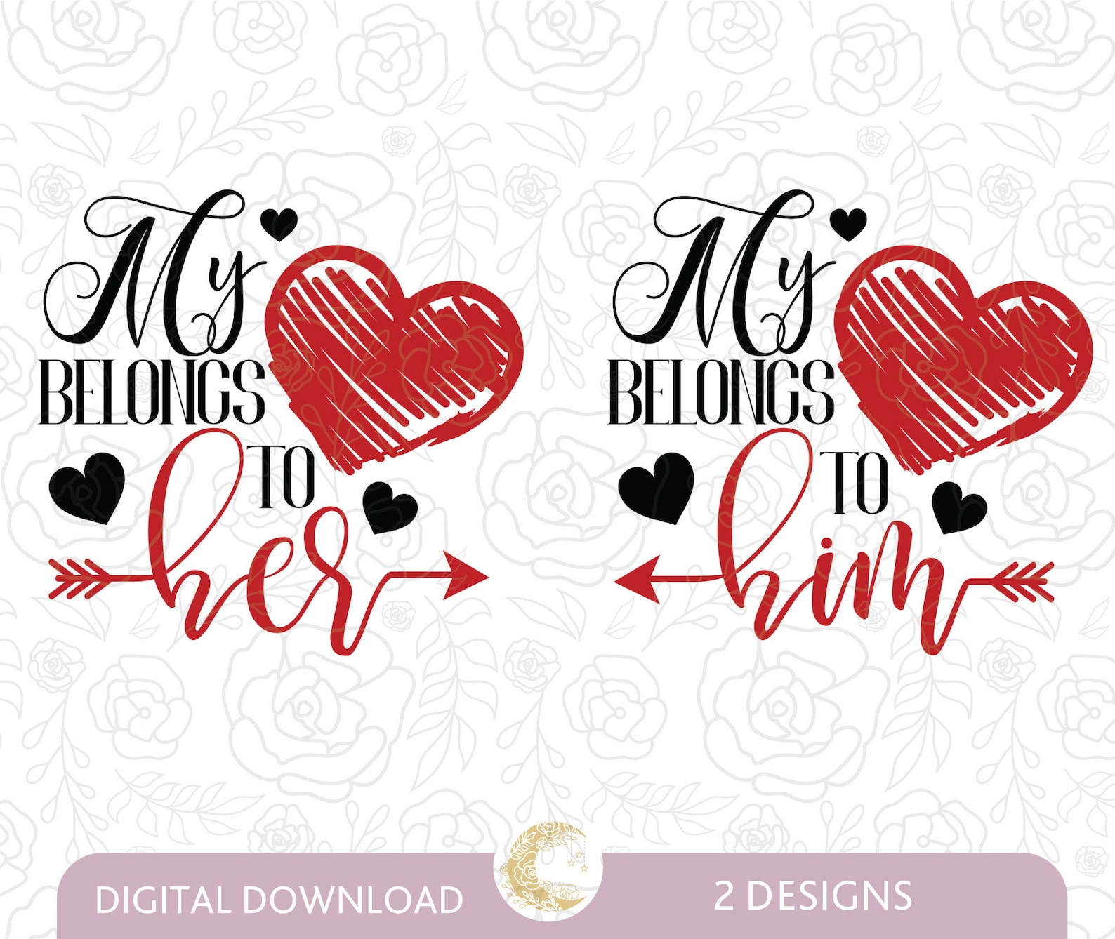My Heart Belongs to SVG: Valentine's Day Couple T-shirt Design (digital ...