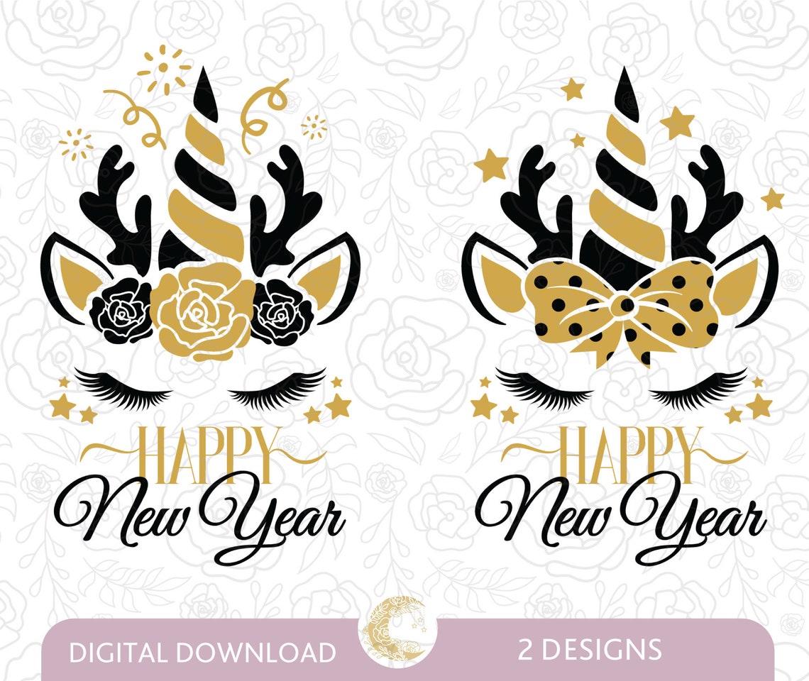 Happy New Year Unicorn Svg, Unicorn Bundle Svg, New Year Girl Svg ...