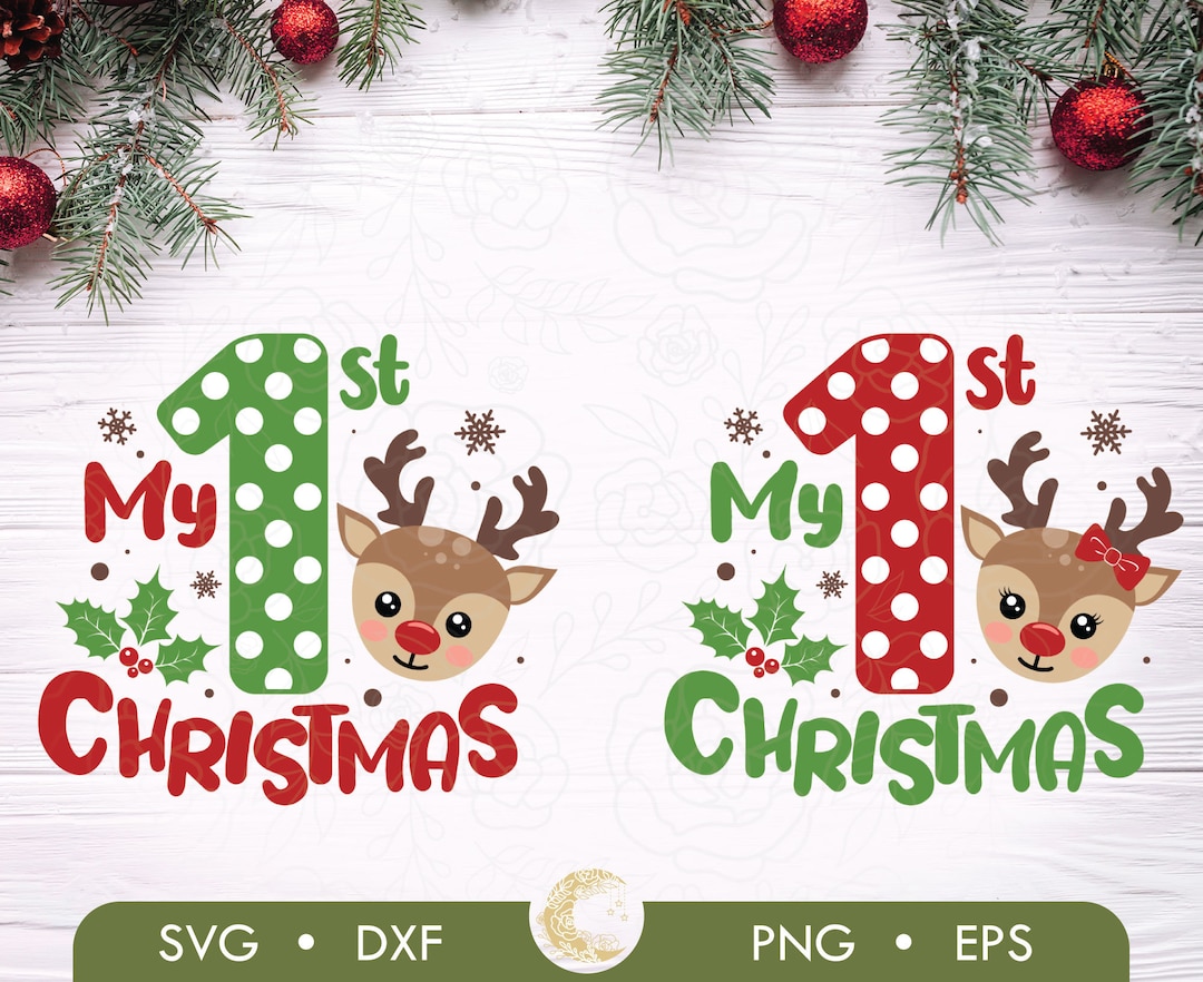 My First Christmas Reindeer SVG Bundle, Baby Christmas Design (digital ...