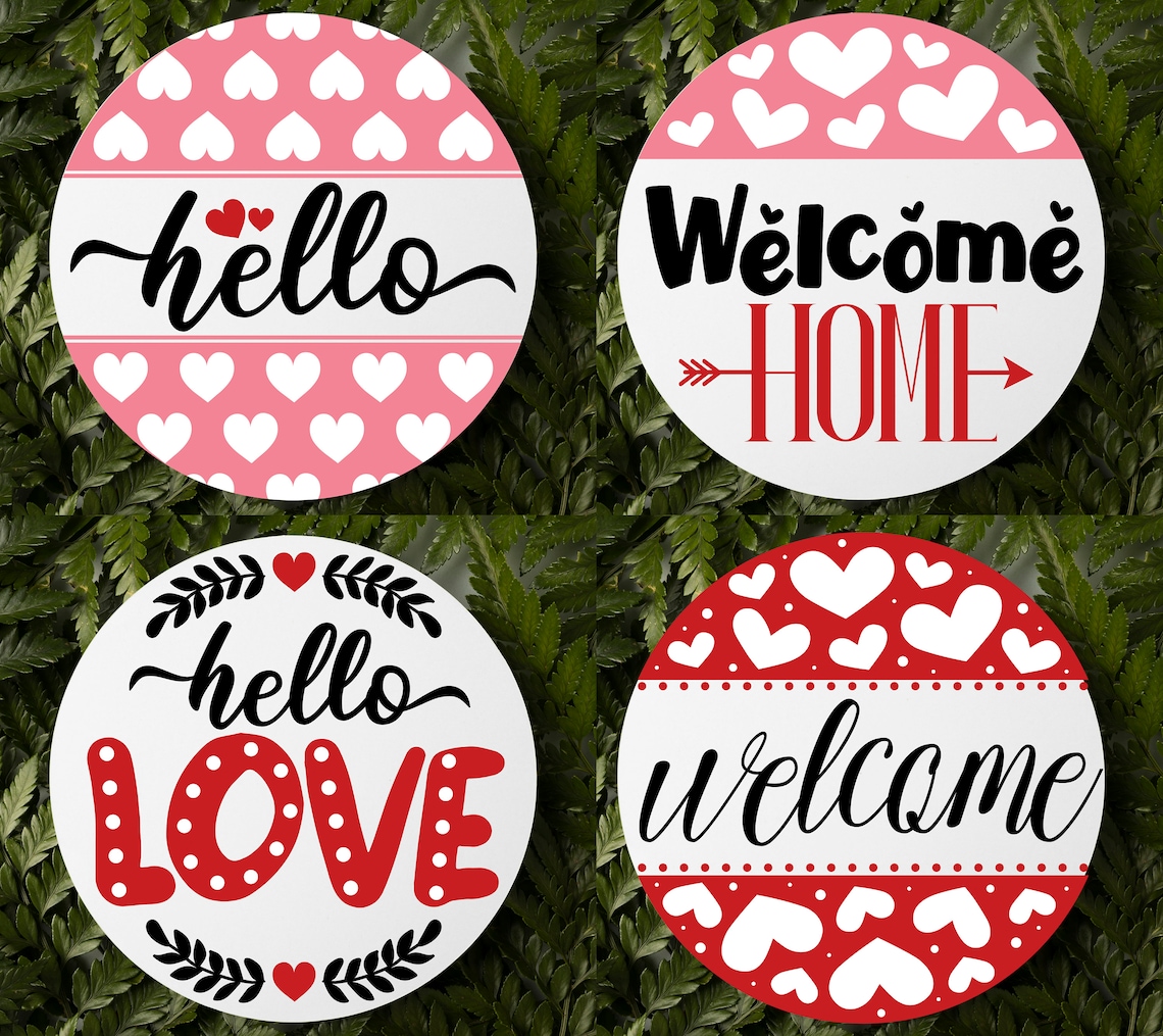 Valentine Welcome Sign Bundle SVG Valentine's Day Welcome - Etsy