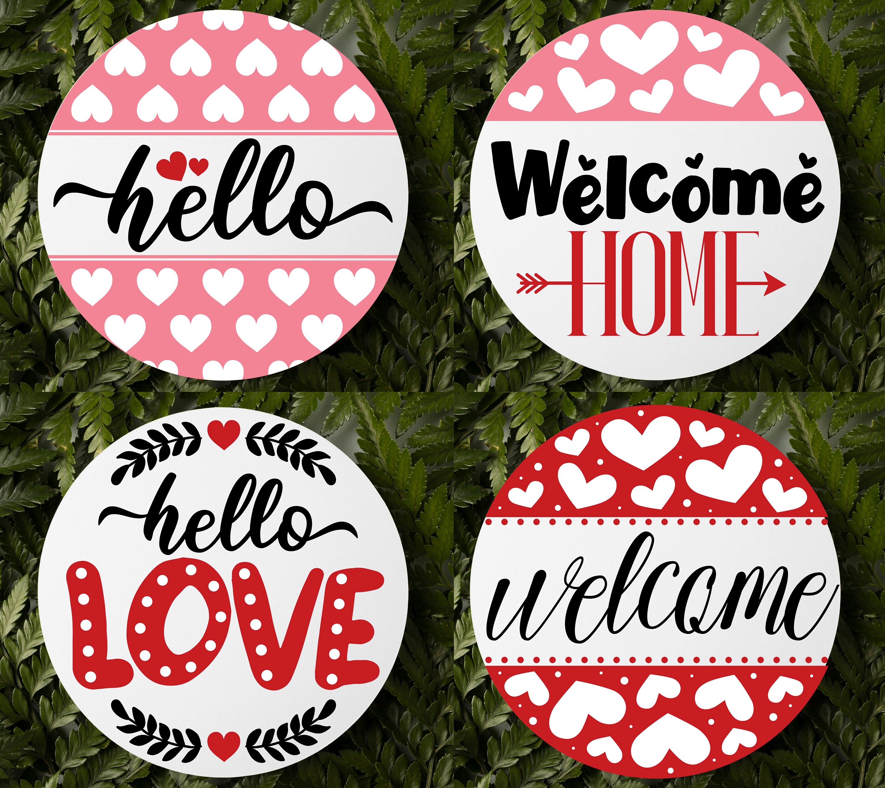 Valentine Welcome Sign SVG Bundle: Farmhouse Round Sign (digital ...