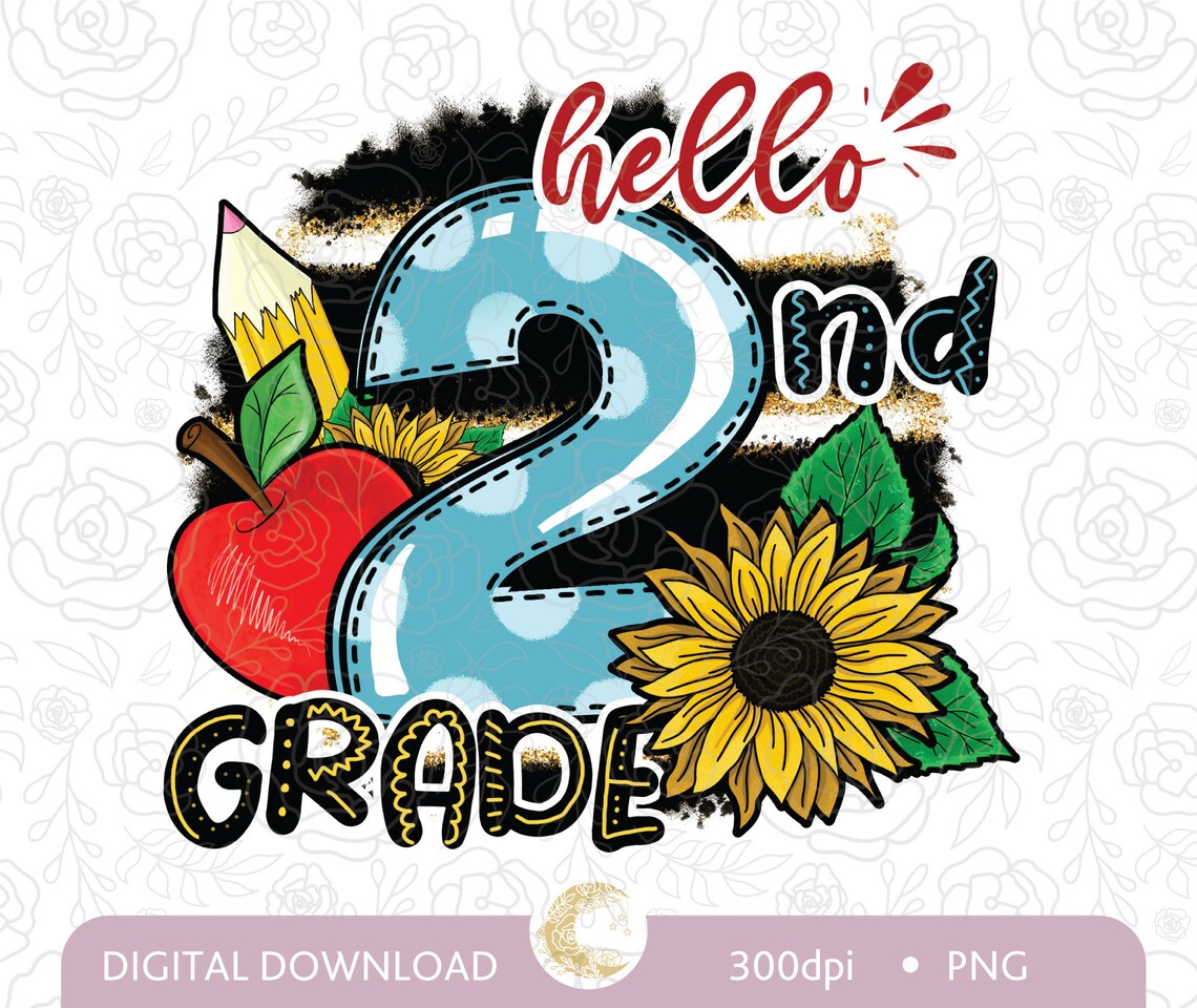 Back to school PNG hello school png Second grade | Etsy