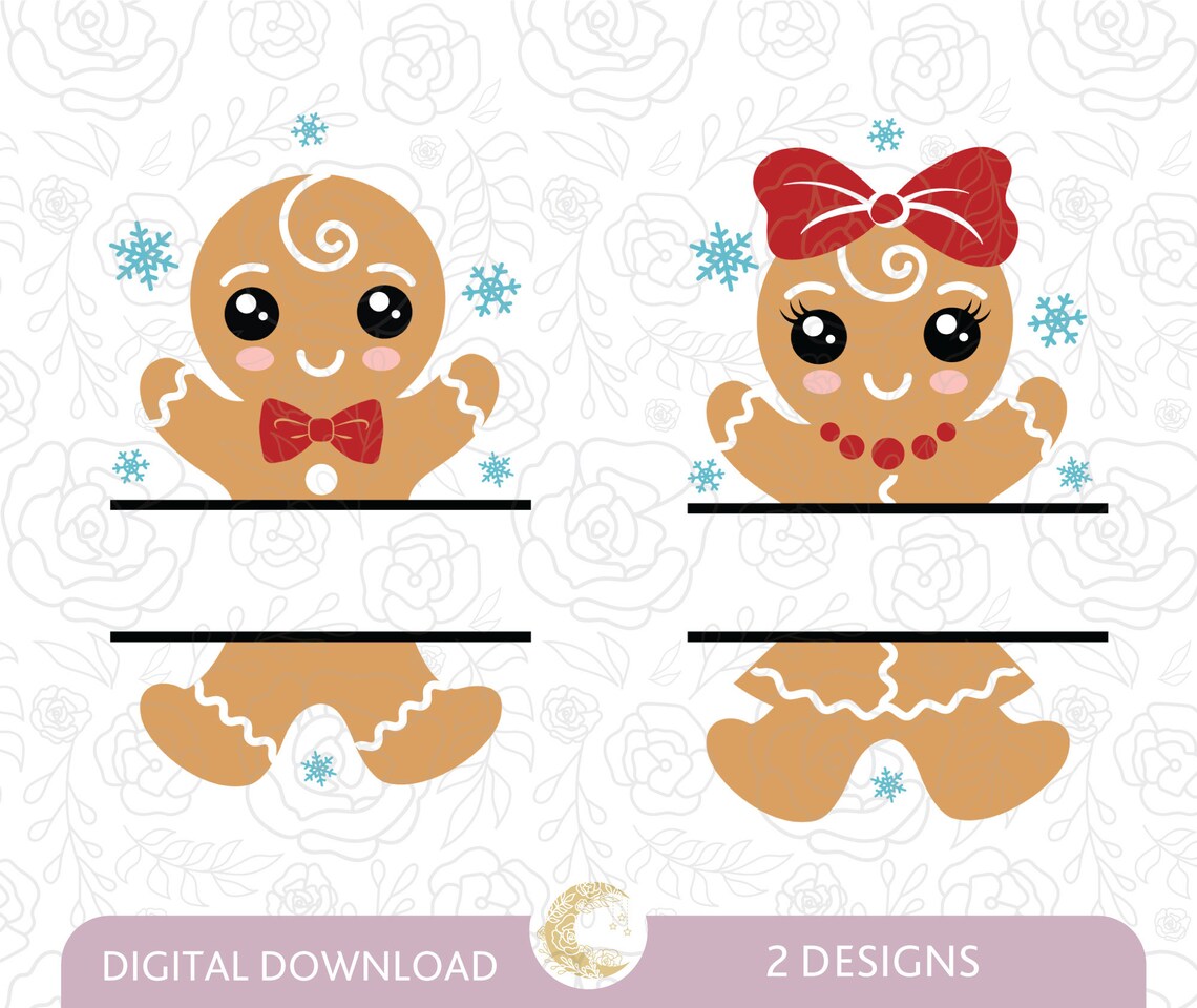 Christmas Gingerbread Monogram Svg Christmas Split Name Frame - Etsy