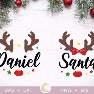 Christmas Reindeer Face Monogram Svg, Christmas Split Name Frame Bundle ...