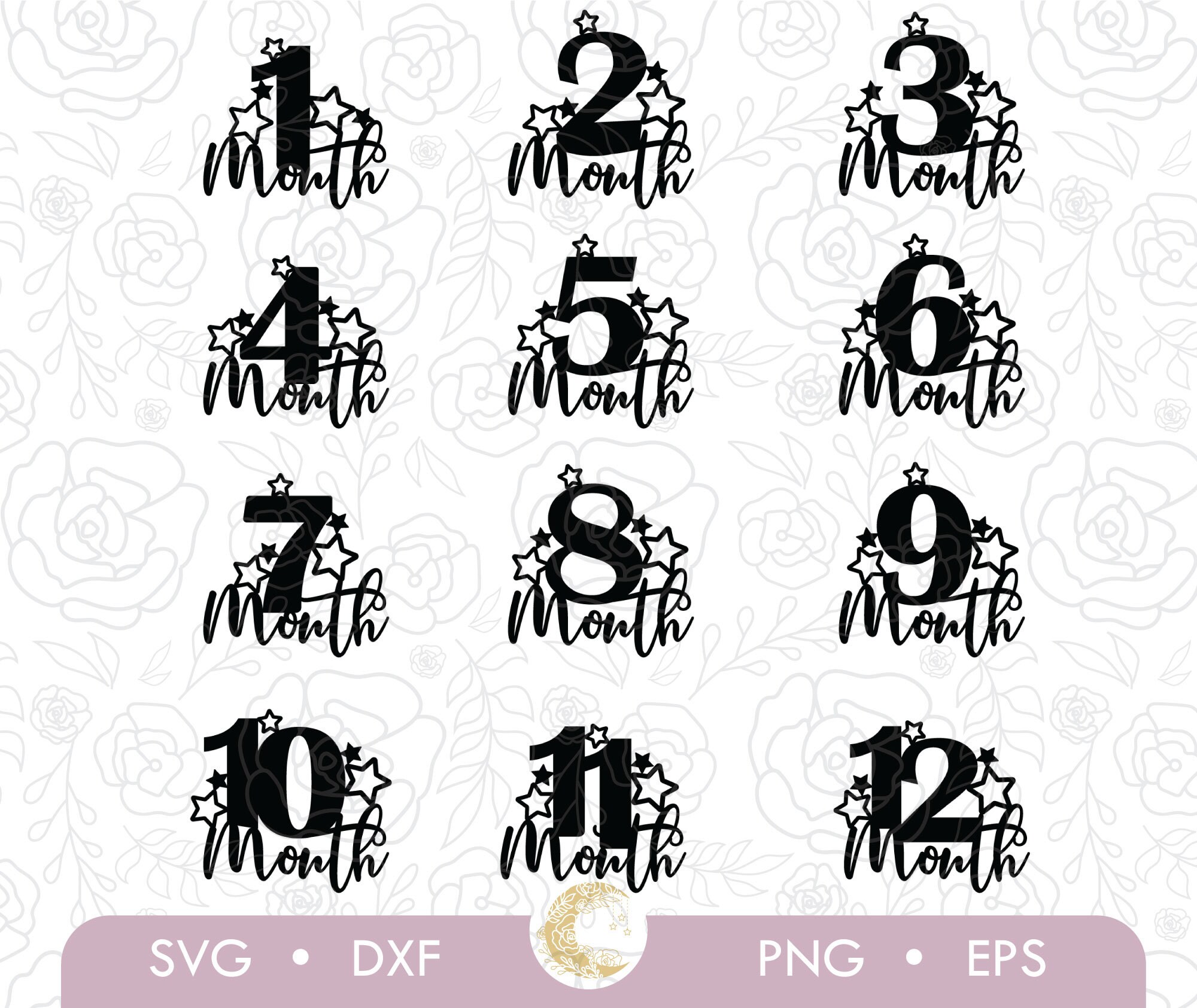 Baby Months Bundle SVG Baby Cake Topper Bundle Svg Monthly - Etsy