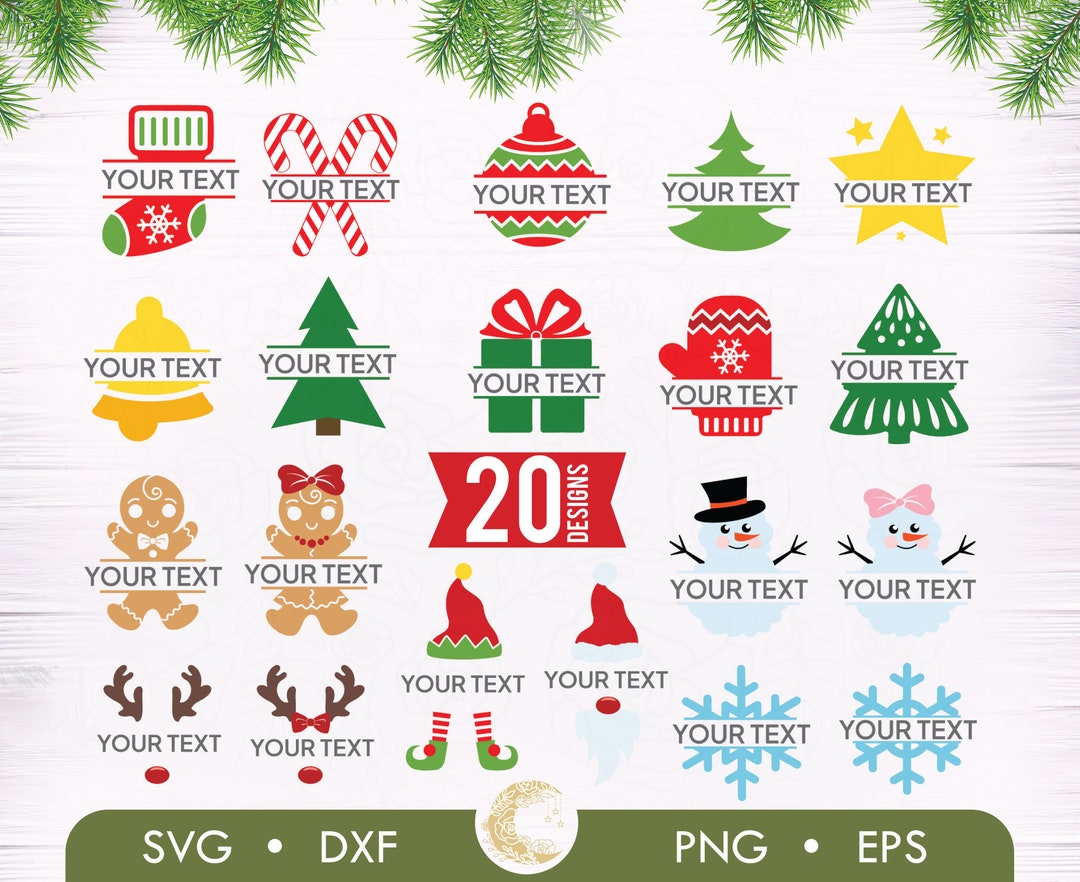 Christmas Monogram Bundle Svg, Christmas Split Name Frame Bundle Svg ...