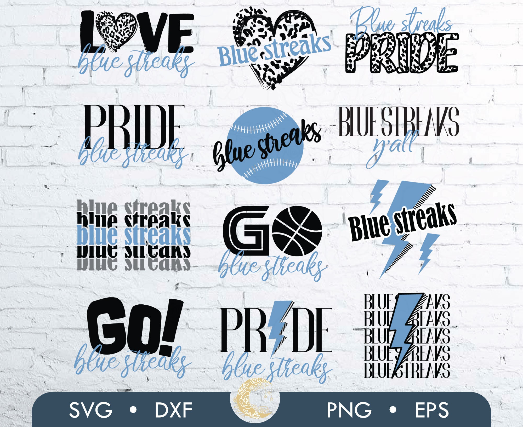Blue Streaks Mascot Bundle SVG, Pride Sport Clipart (digital Download ...