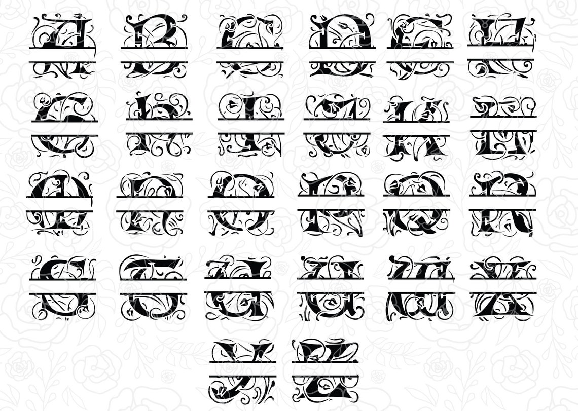 Split Monogram Bundle SVG Monogram Single Letter Png Font - Etsy