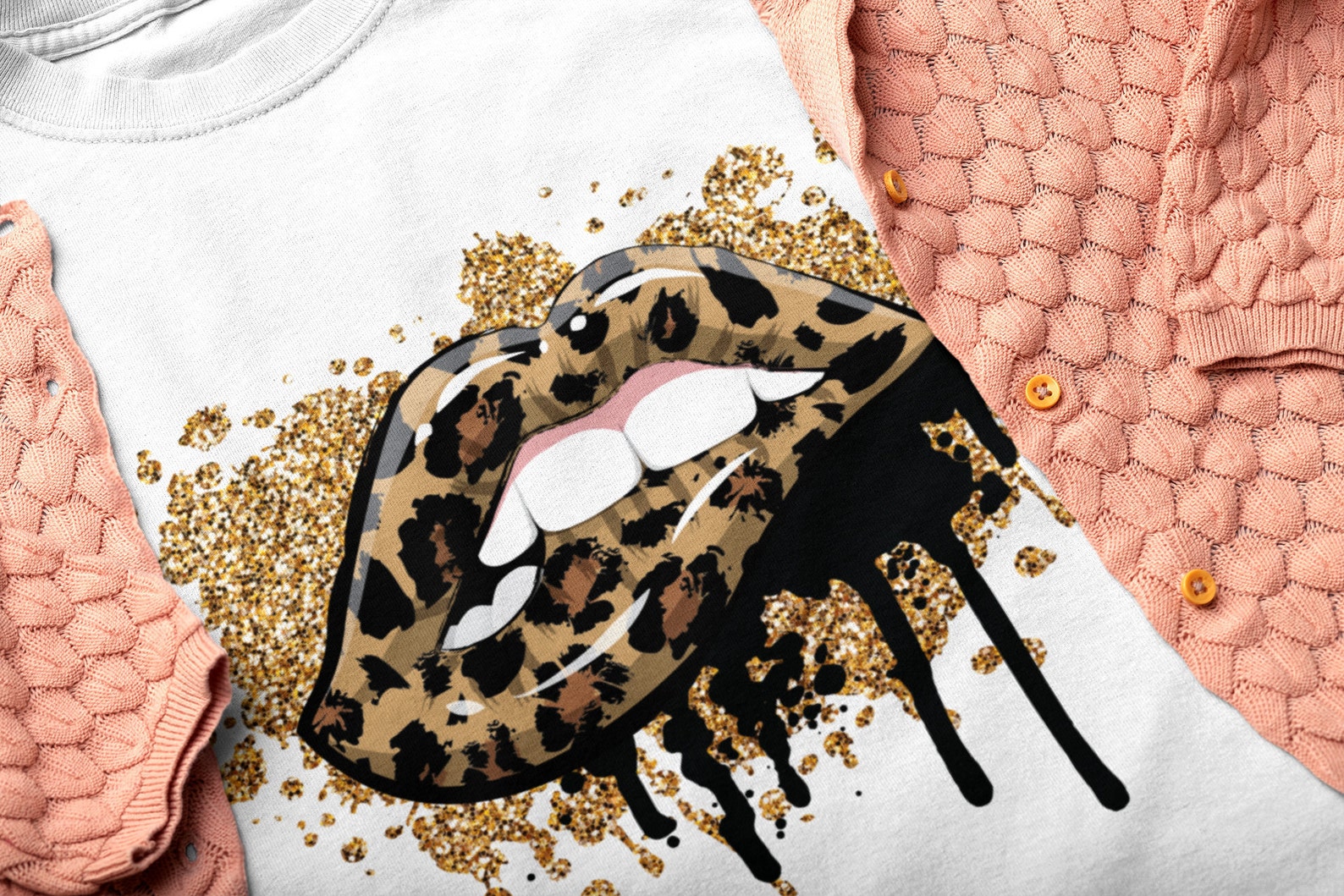 Leopard Lips Sublimation, Dripping Lips PNG, Leopard Dripping Lips ...