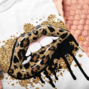 Leopard Lips Sublimation, Dripping Lips PNG, Leopard Dripping Lips ...