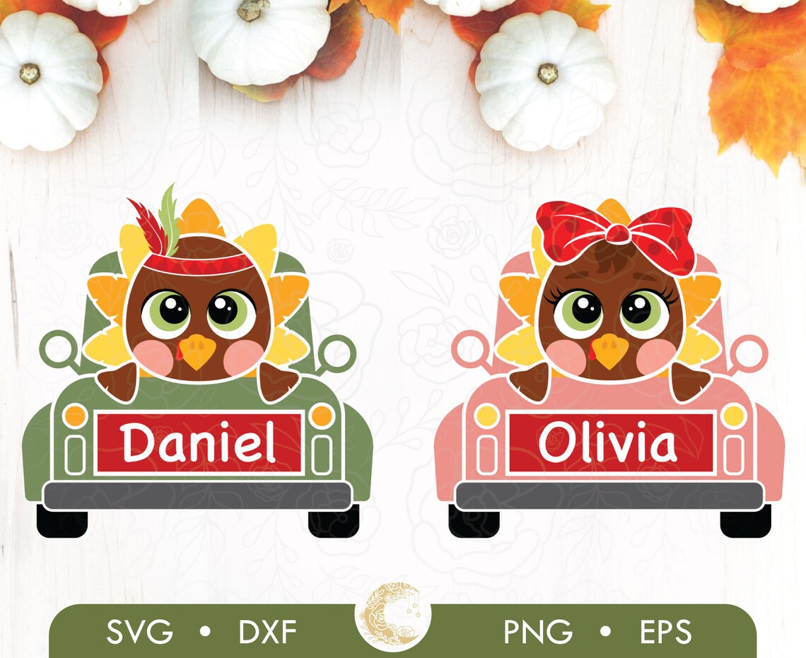 Thanksgiving Truck Monogram Bundle Svg Baby Turkey Monogram - Etsy