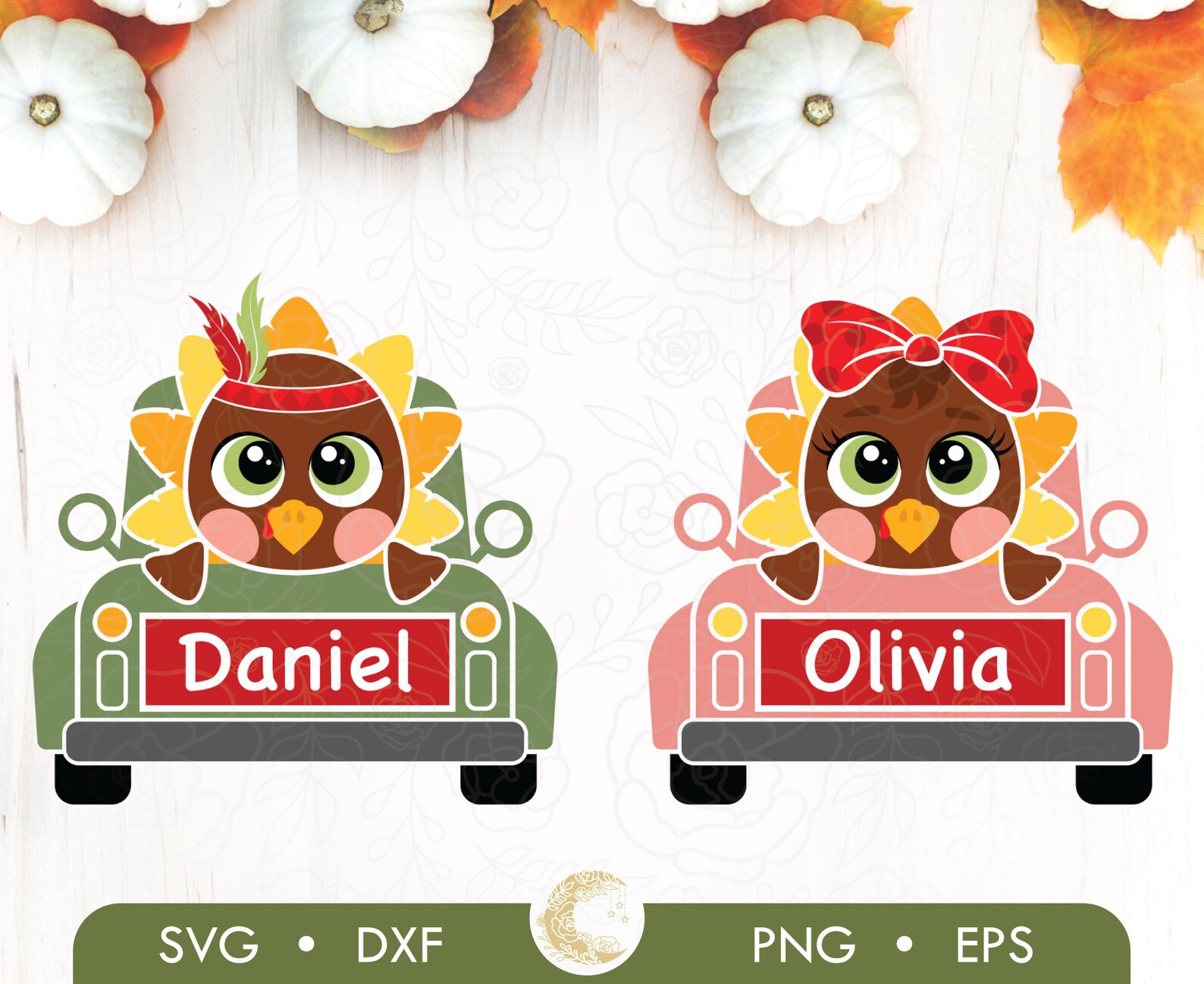 Thanksgiving Truck Monogram Bundle Svg Baby Turkey Monogram - Etsy