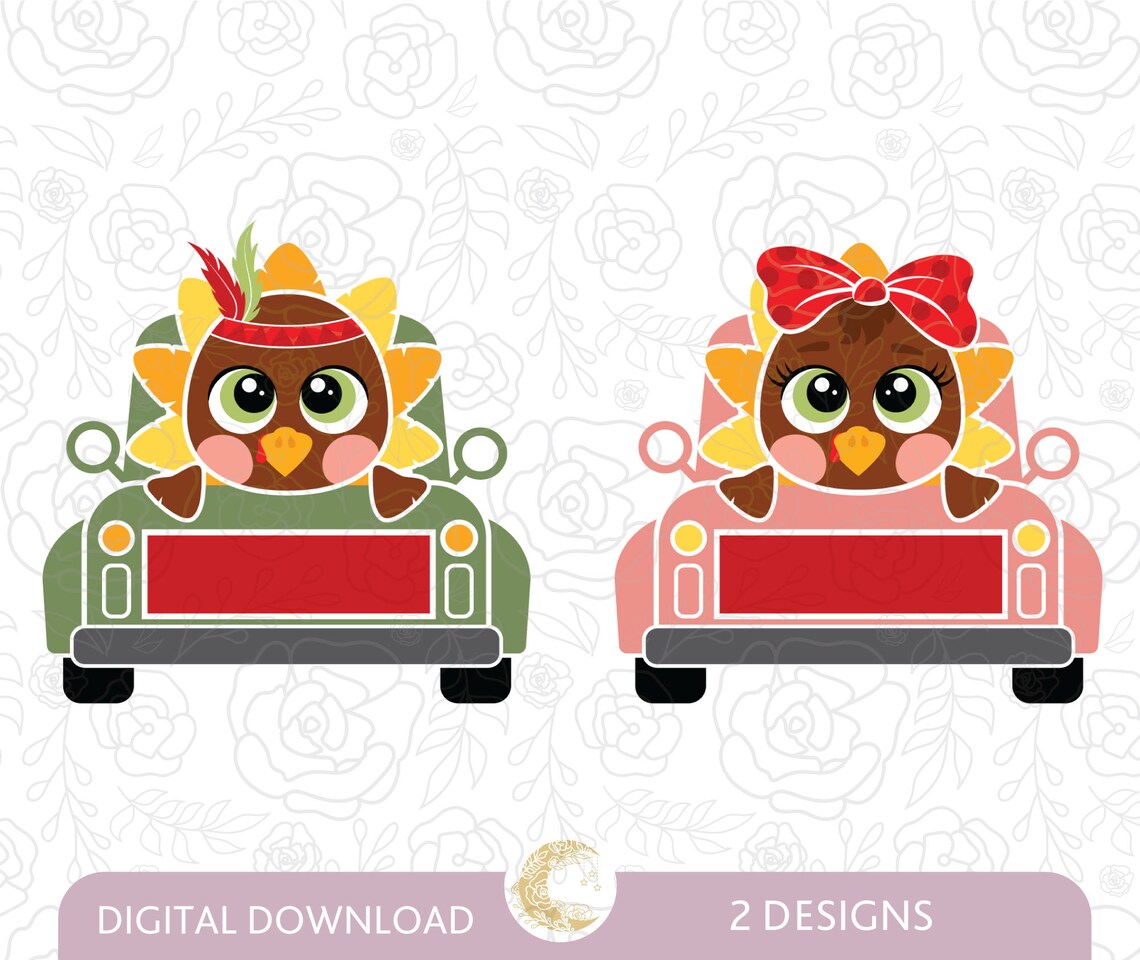 Thanksgiving Truck Monogram Bundle Svg Baby Turkey Monogram - Etsy
