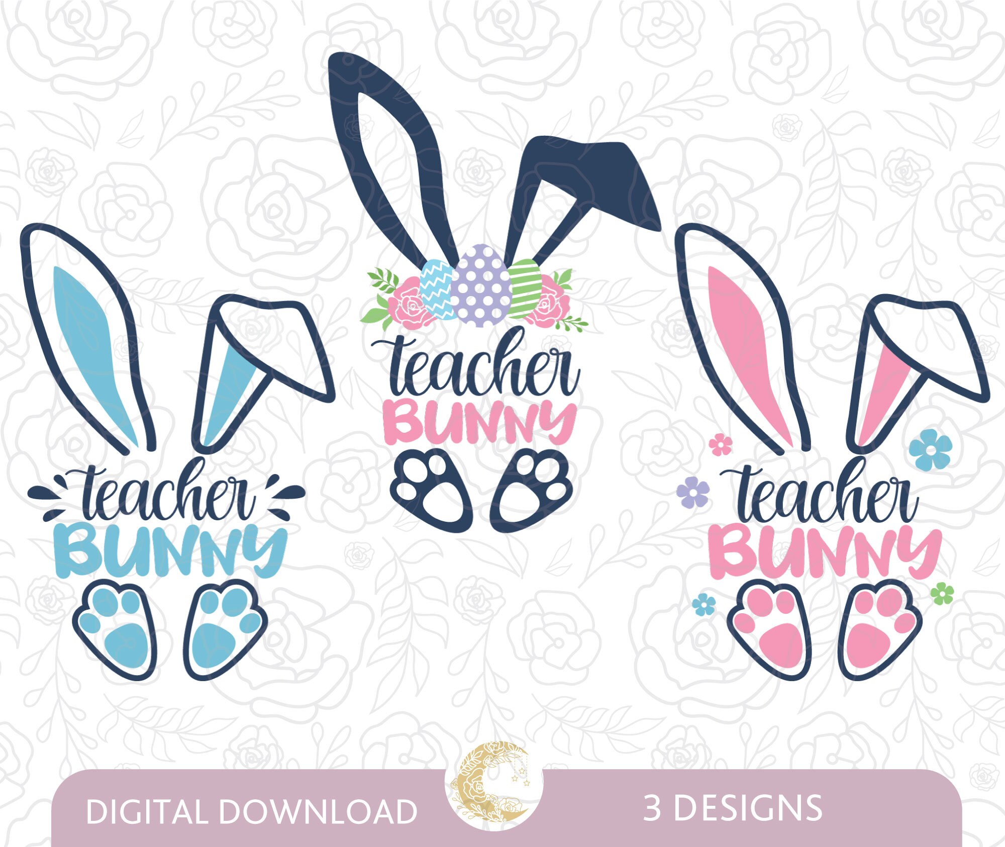 Teacher Bunny Bundle Svg Bunny Frames Bundle Svg Easter - Etsy
