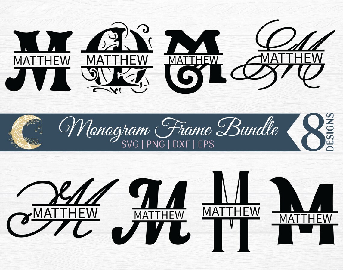 Split Monogram Bundle SVG Monogram Single Letter Png Font | Etsy