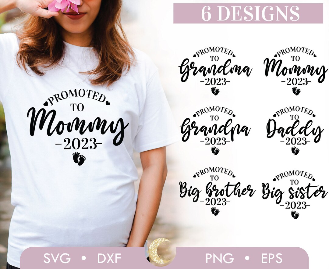 Promoted to Family Est. 2023 Bundle SVG Promoted to Mommy - Etsy