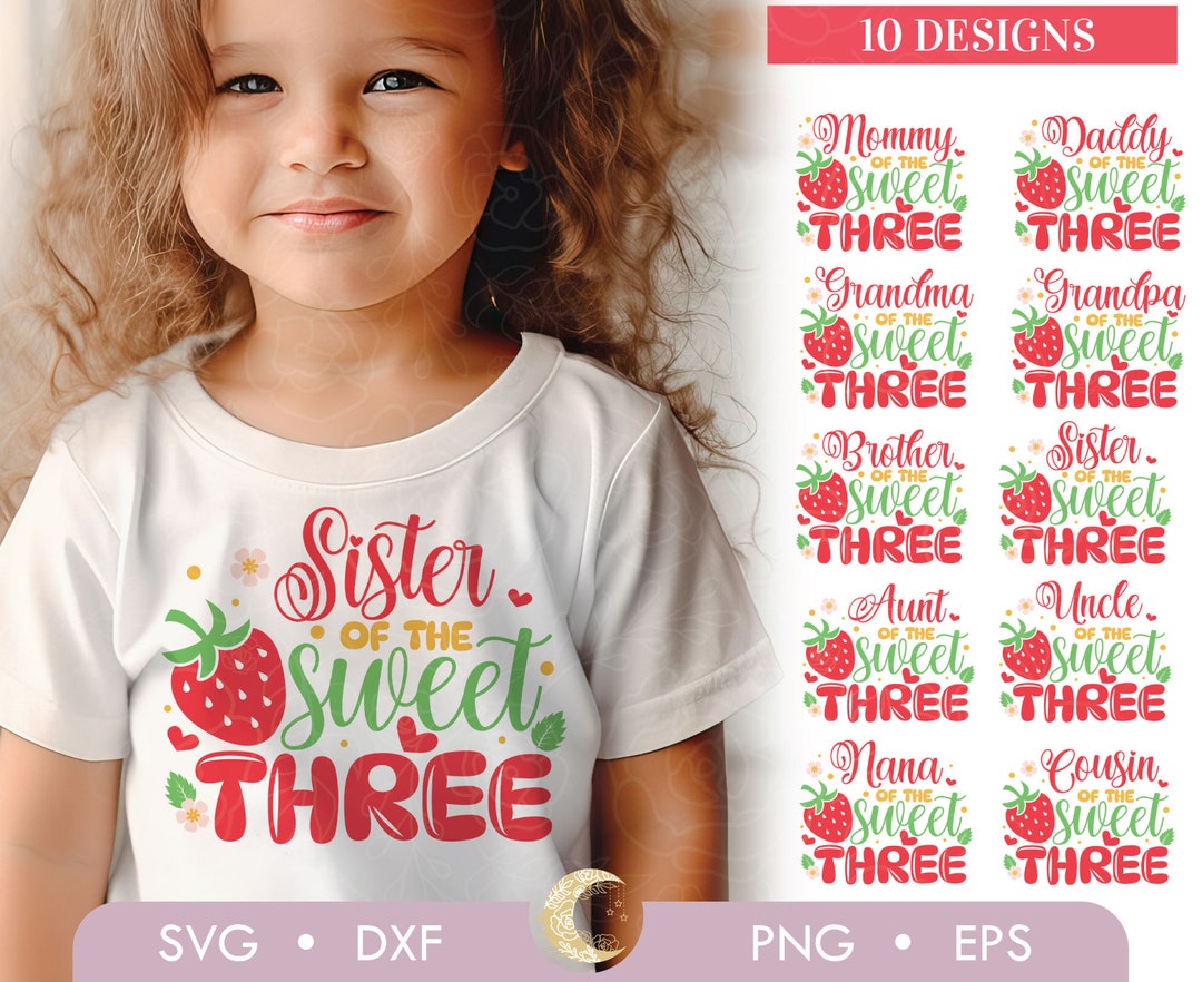 Sweet of the Three Strawberry Family Bundle Svg, Dad of the Sweet Three ...