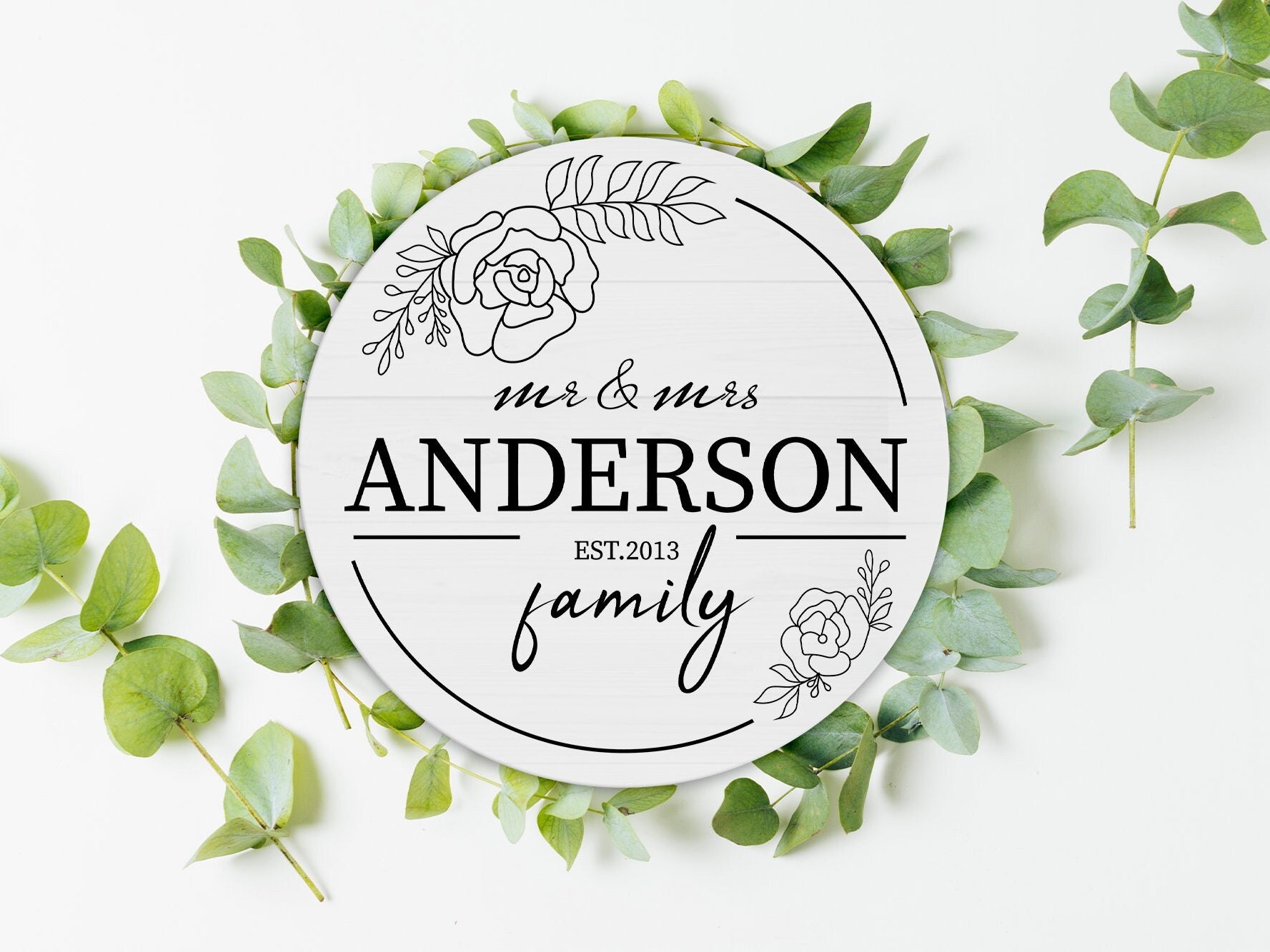 Family Name Floral Wreath SVG Bundle: Surname Monogram Cut Files ...