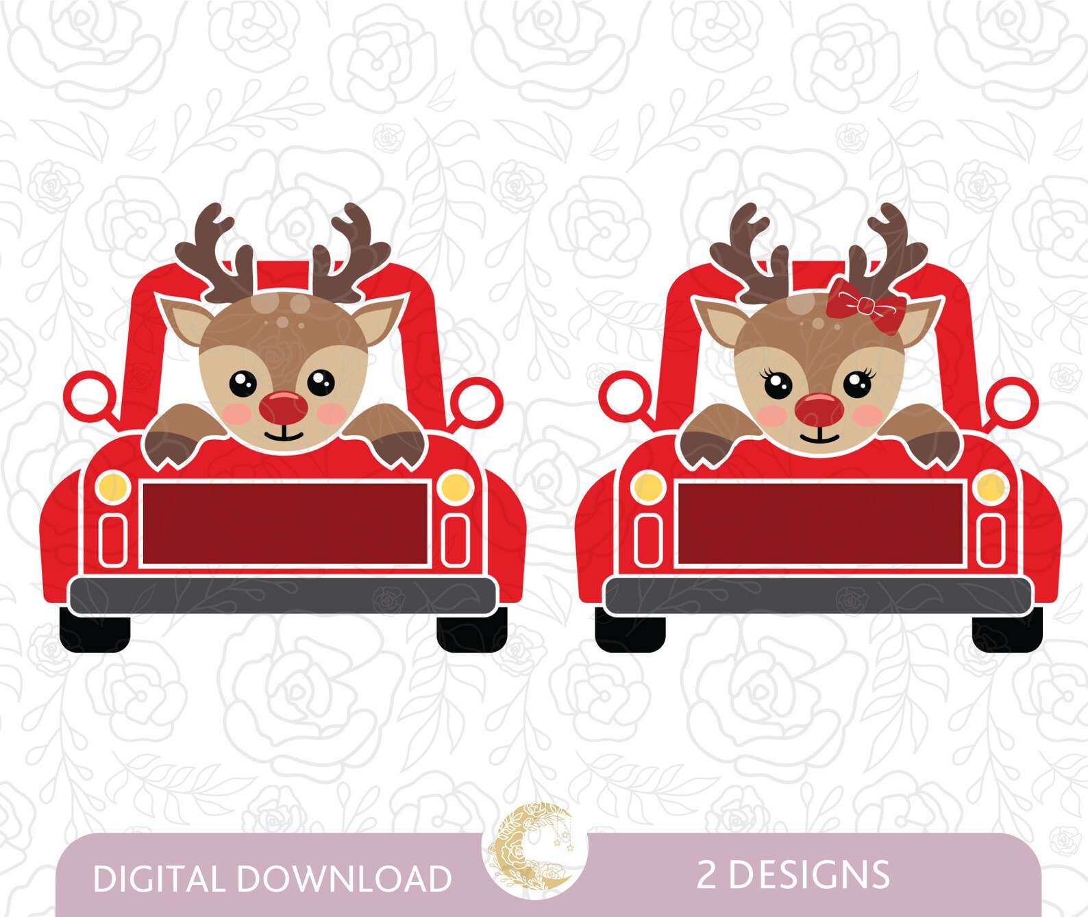 Christmas Truck Monogram Svg Reindeer Face Monogram Svg - Etsy