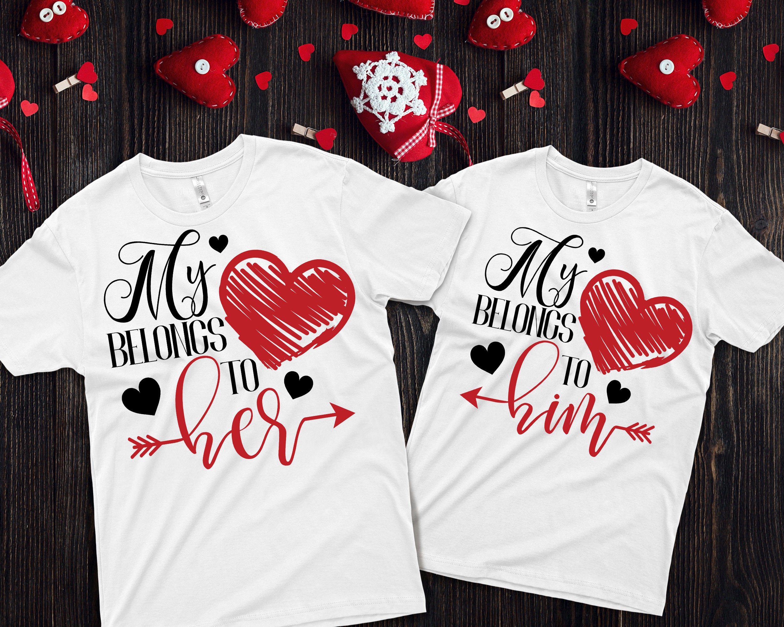 My Heart Belongs to SVG: Valentine's Day Couple T-shirt Design (digital ...