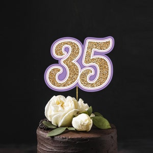 Happy 35th Birthday Cake Topper SVG Layered Number Birthday - Etsy