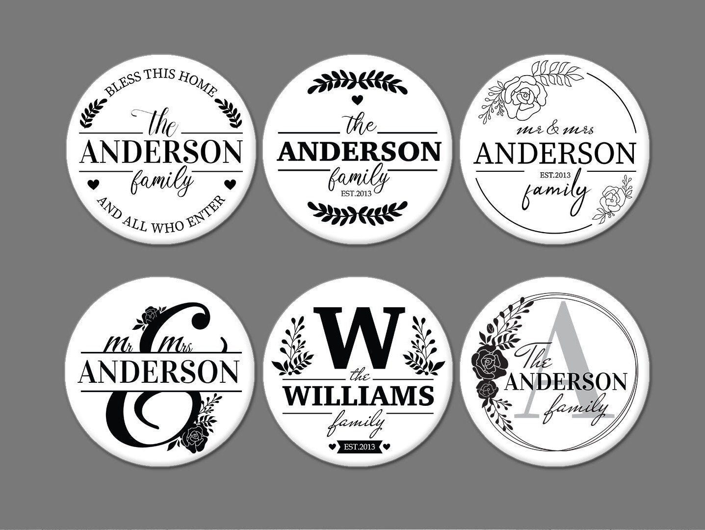 Family Name Floral Wreath SVG Bundle: Surname Monogram Cut Files ...