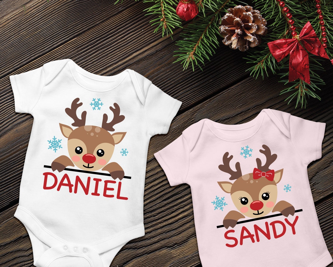 Christmas Reindeer Face Monogram Svg Christmas Split Name - Etsy