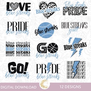 Blue Streaks Mascot Bundle SVG, Pride Sport Clipart (digital Download ...