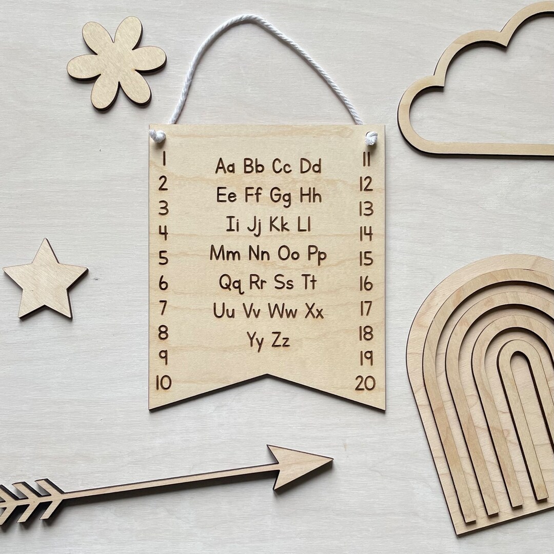 Alphabet Wall Hanging | Wooden Nursery Decor / Neutral Bedroom ...