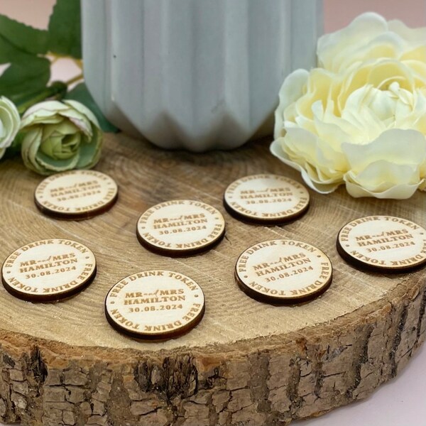 Personalised Drink Token Table Favours - Etsy UK