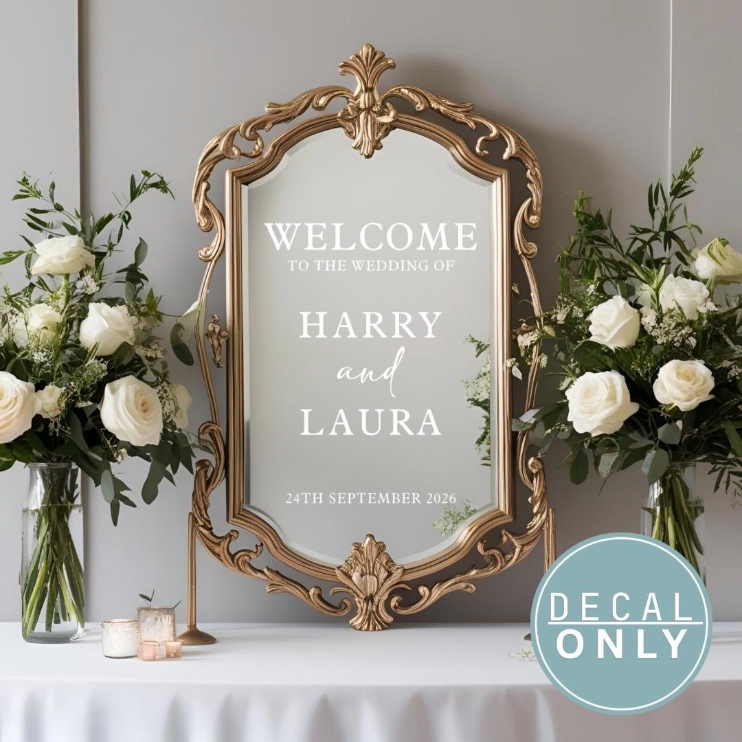 Personalised Wedding Welcome Sign Decal: Custom Mirror Vinyl - Etsy UK
