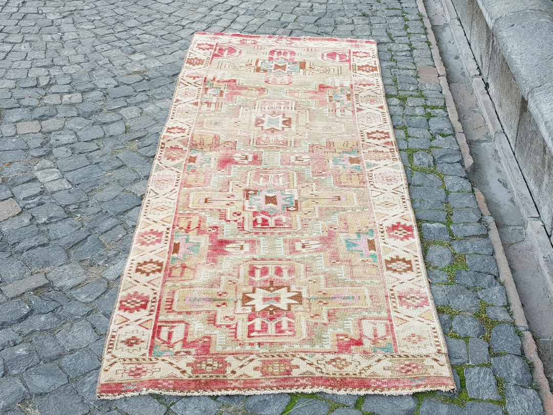 Vintage Wool Runner Rug, Tribal Geometric Design (8.4 X 3 Ft) - Etsy